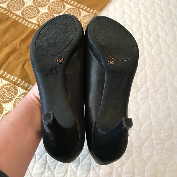 Alex Marie | Shoes | Alex Marie Black Leather Peep Toe Heel Bead Detail ...